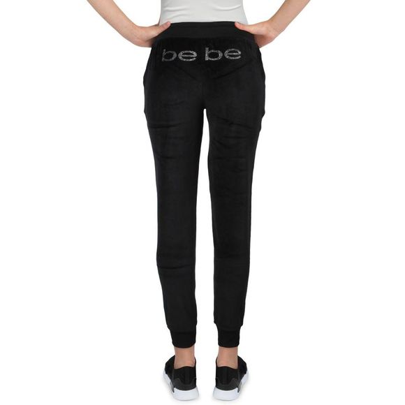 bebe | Tops | Bebe Sport Womens Black Velour Rhinestone Athleisure ...
